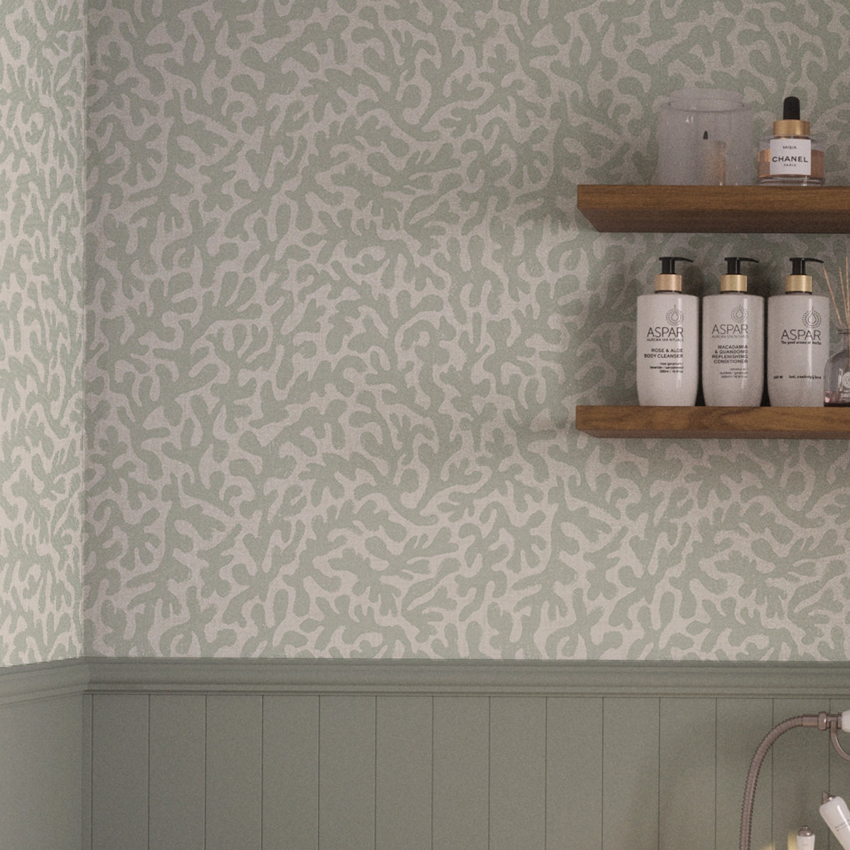 Coral Cove Wallpaper in Sage and Cream – Lucie Annabel