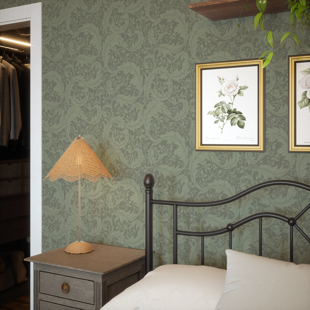 Enchanted Leaf Wallpaper in Bayleaf Green – Lucie Annabel