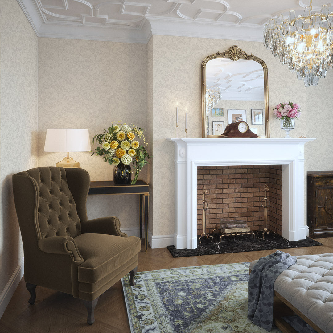 feature wallpaper fireplace