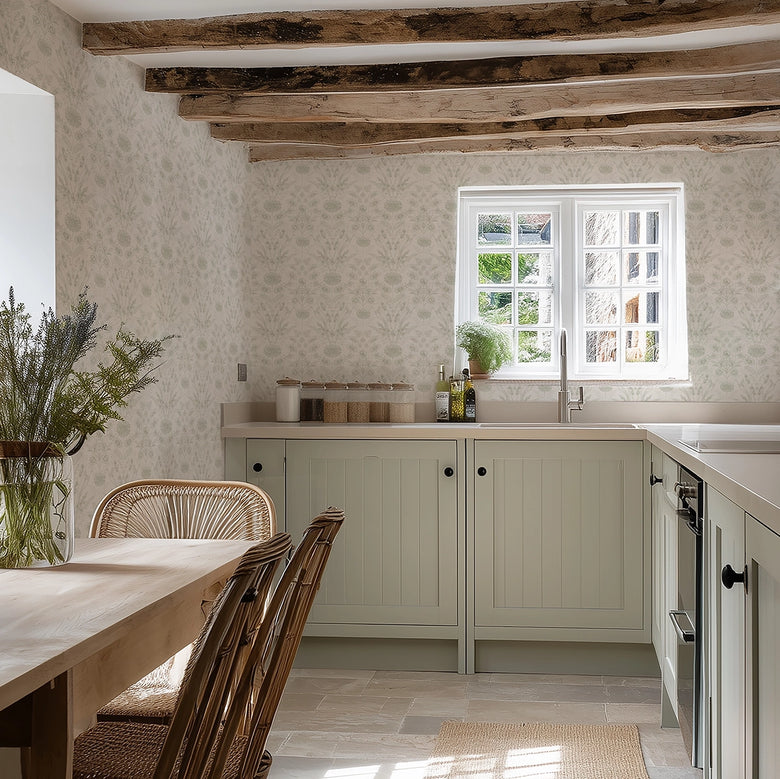 Grace Wallpaper in Sage on Windsor Cream – Lucie Annabel