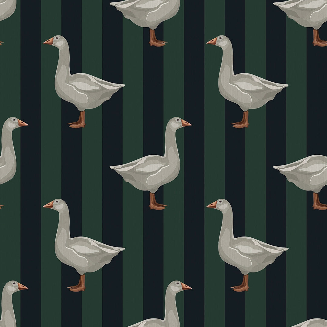 Guard Goose Wallpaper in Oxford Blue and Pine Green – Lucie Annabel