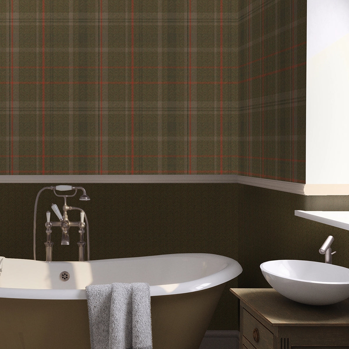 Royal Herringbone Wallpaper in Bracken Green – Lucie Annabel