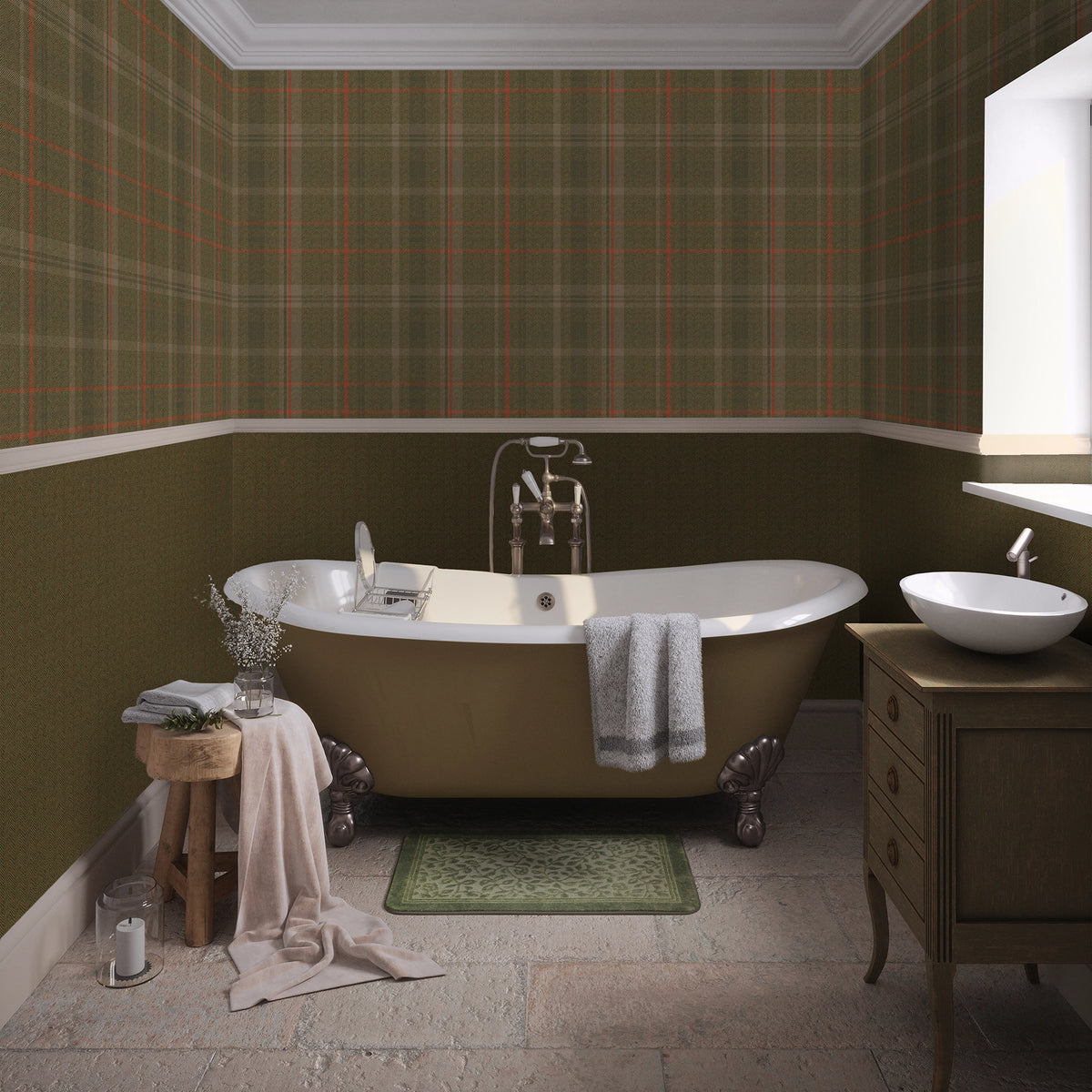 Royal Herringbone Wallpaper in Bracken Green – Lucie Annabel