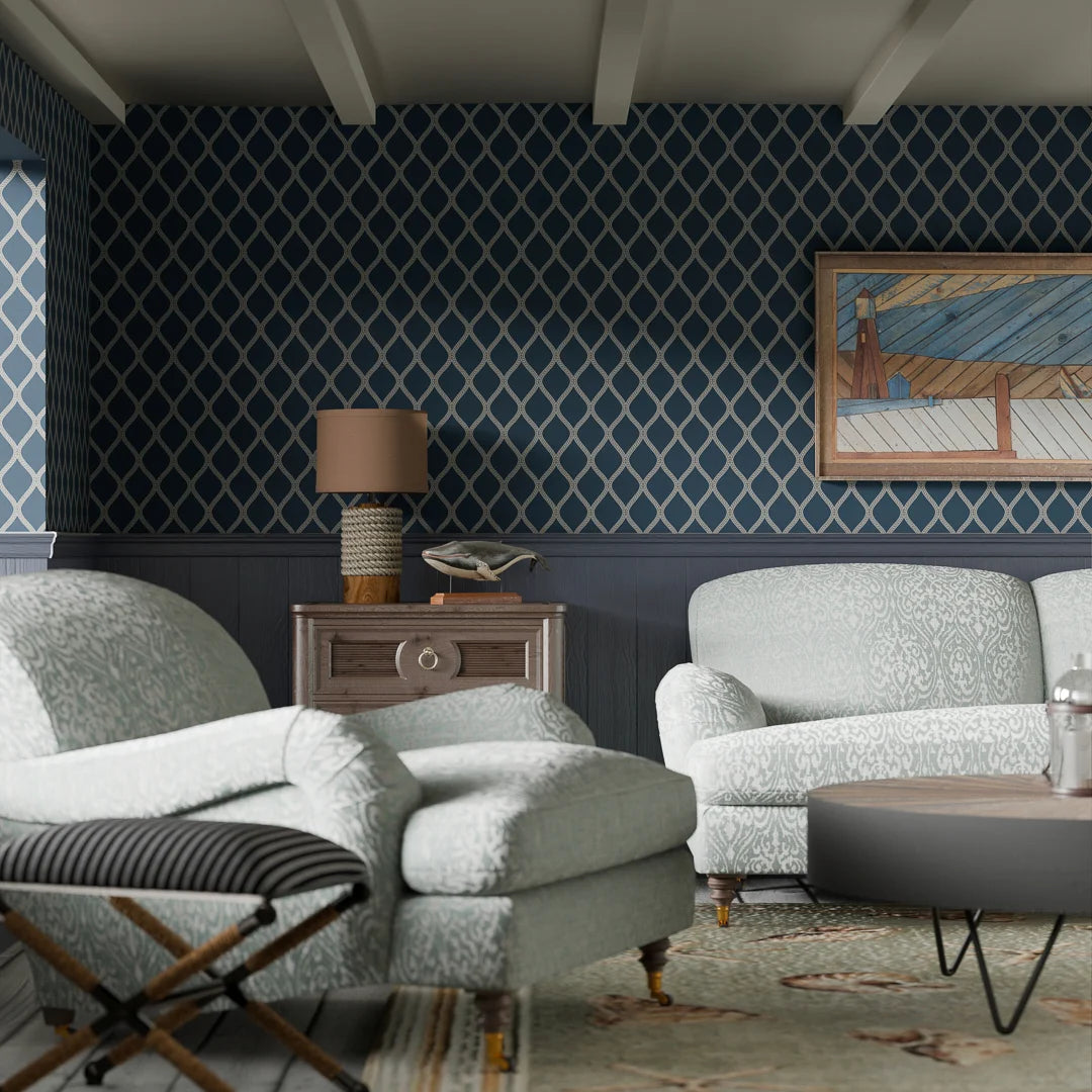 Royal Dockyard Wallpaper in Classic Navy – Lucie Annabel