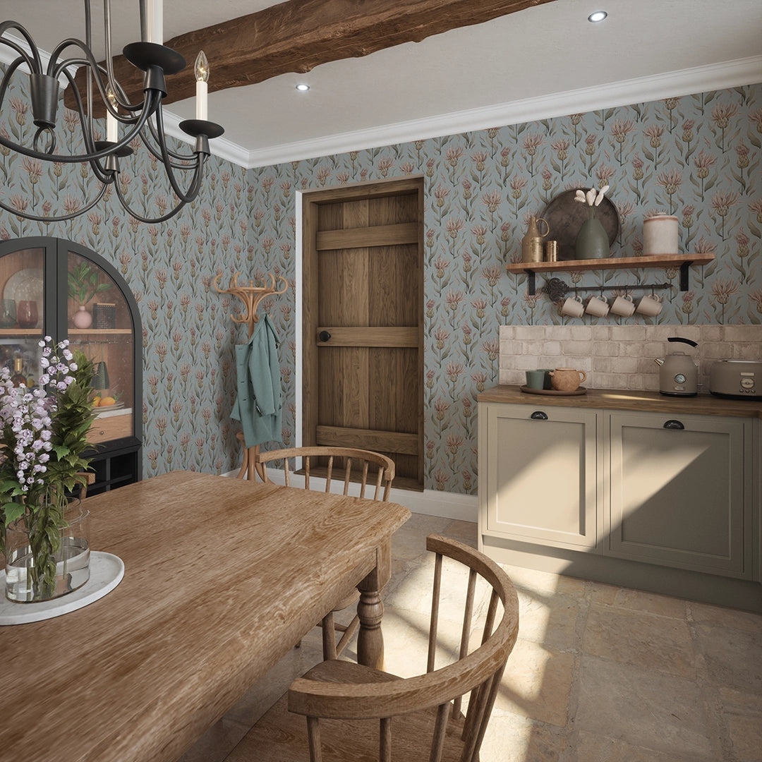 Thistle Royale Wallpaper in Mineral Mist – Lucie Annabel