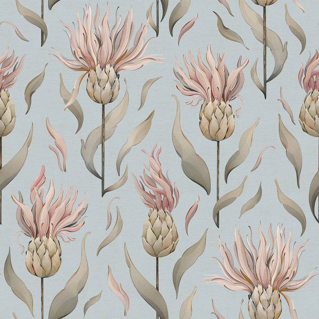 Sample of Thistle Royale Wallpaper in Mineral Mist – Lucie Annabel