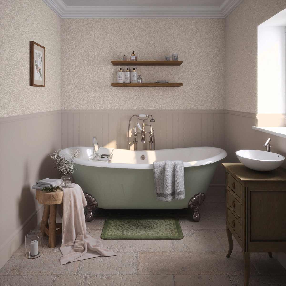 Whimsical Willow Wallpaper in Cream on Stone – Lucie Annabel