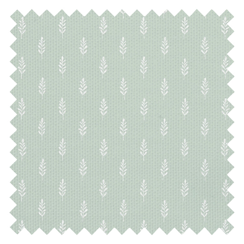 Sample of Rowan Fabric in Milk Foam on Sage – Lucie Annabel